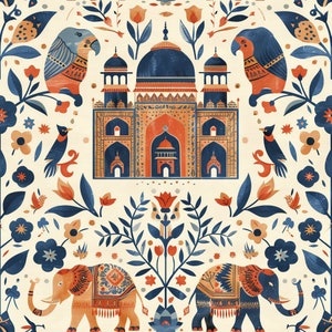 Magestic India Design, Printable File, Architecture Elements Seamless ...