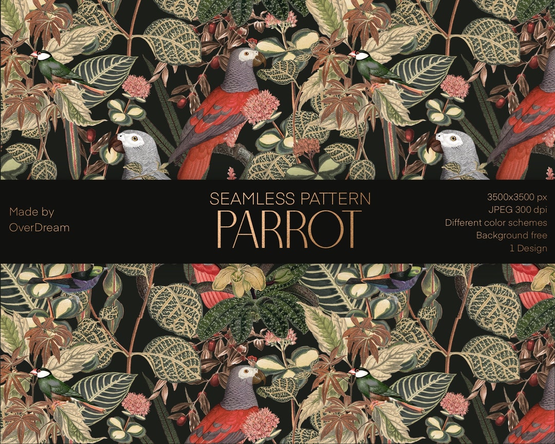 Parrot Seamless Pattern, Texture Pack, Printable Wrapping Paper ...