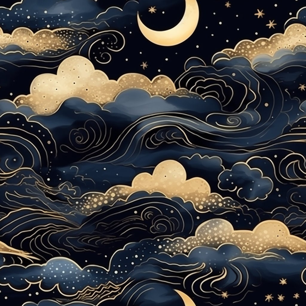 Starry Sky Seamless Pattern, Printable Wrapping Paper, Space Decor ...