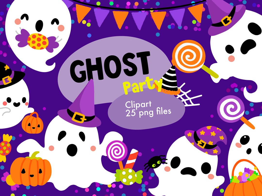 Ghosts Party , Clip Art Bundle, Digital Planner, Party Decor, Ghost ...
