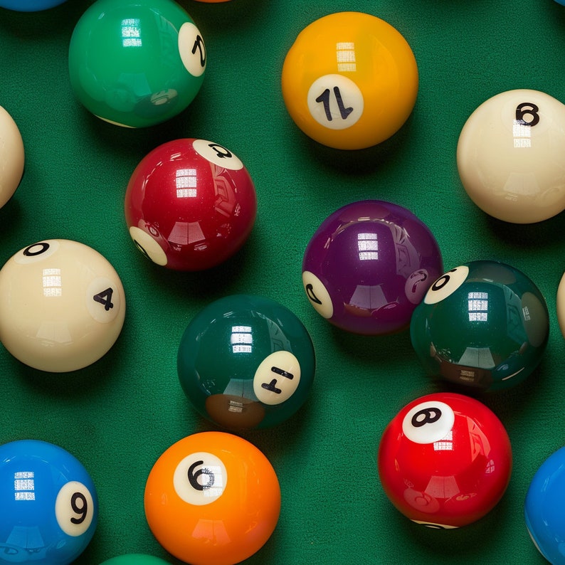 Billiard Pool Digital Paper, Printable File, Balls Elements Seamless ...