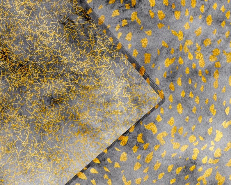 DIGITAL PAPER Bundle, Grey and Gold Texture Pack, Scrapbooking Craft ...
