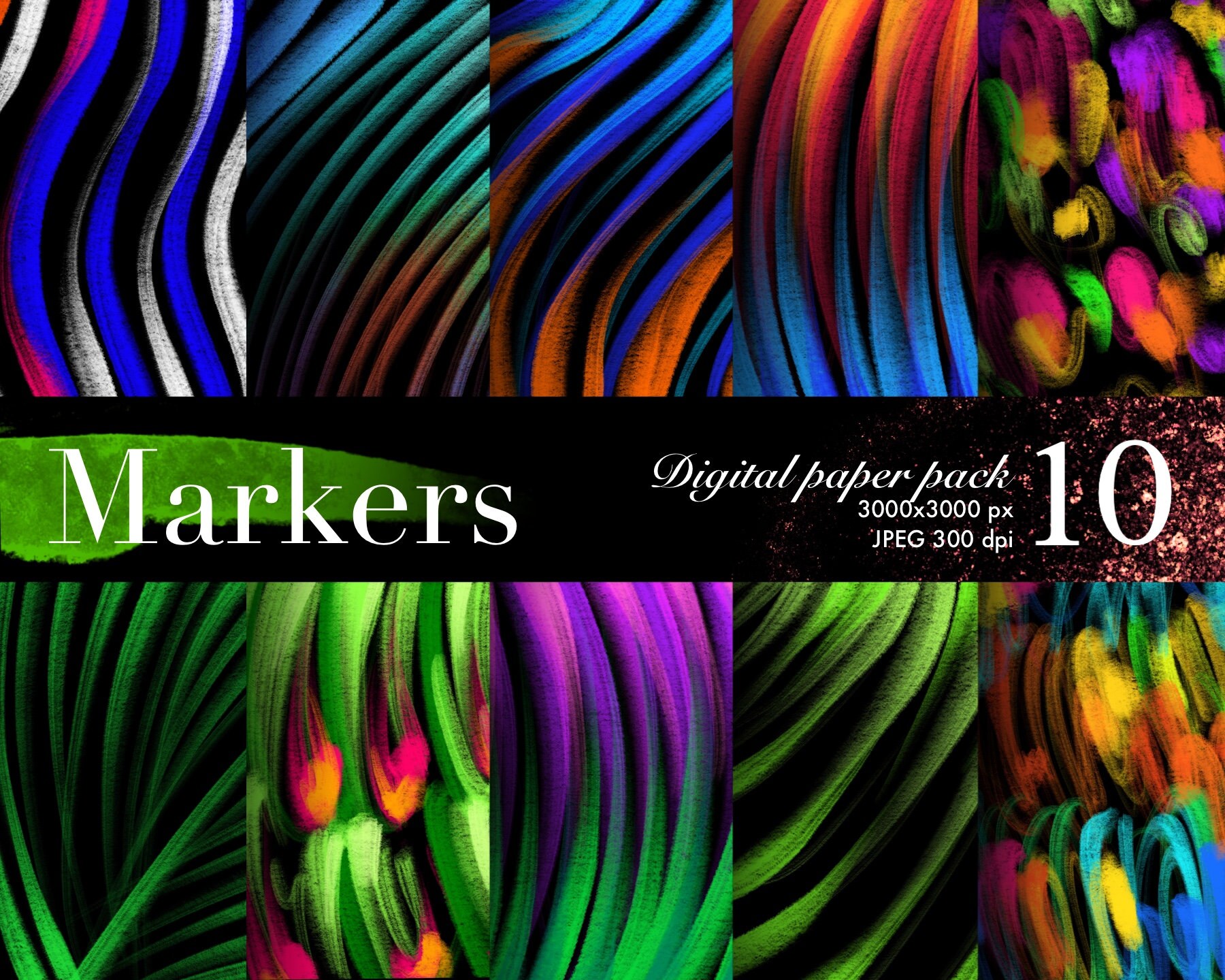 DIGITAL PAPER Bundle, Markers Texture Pack, Scrapbooking Craft Supplies ...