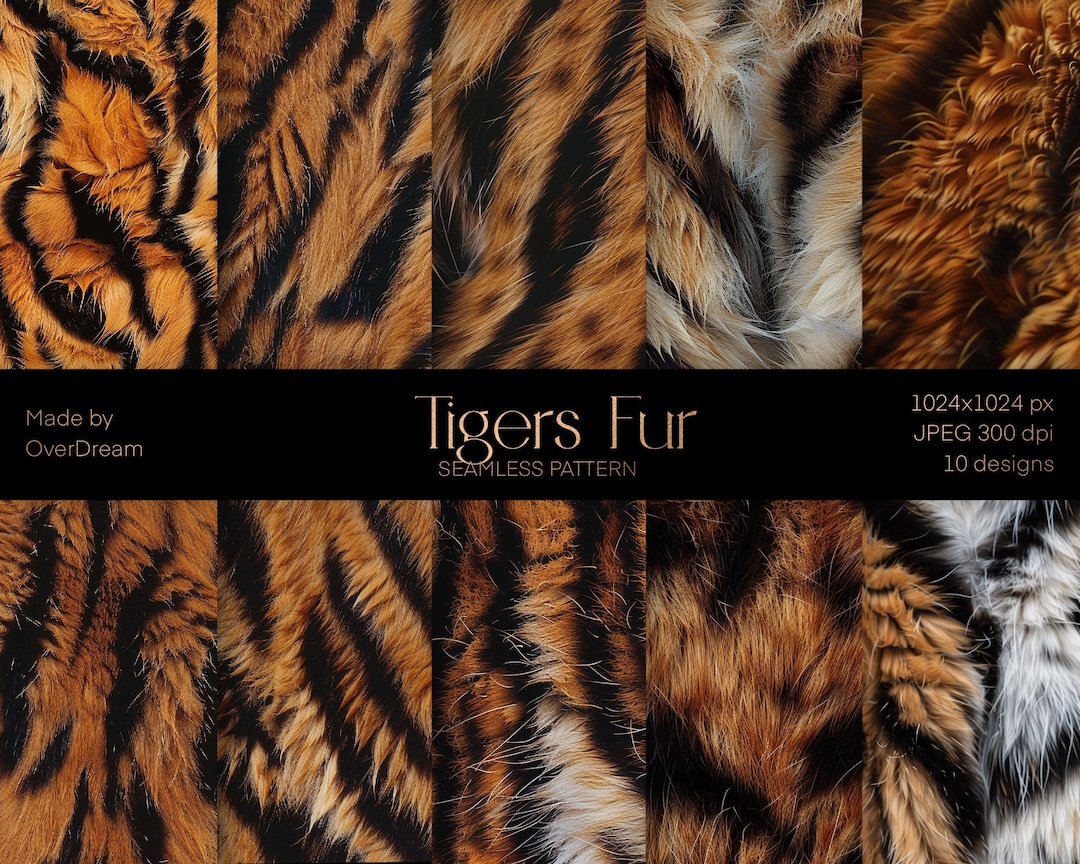 TIGERS Fur Texture Digital Paper, Printable File, Tiger Elements ...
