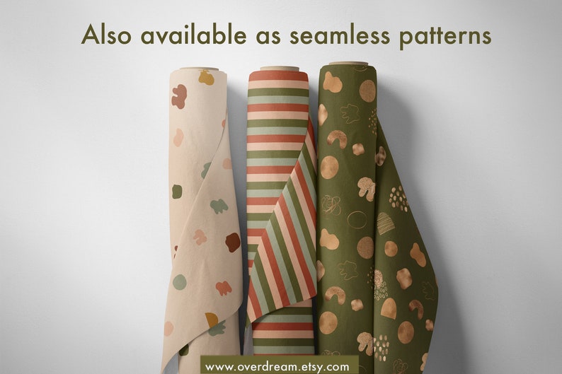 Earth Tones Boho Seamless Patterns, Abstract Shapes Digital Paper ...