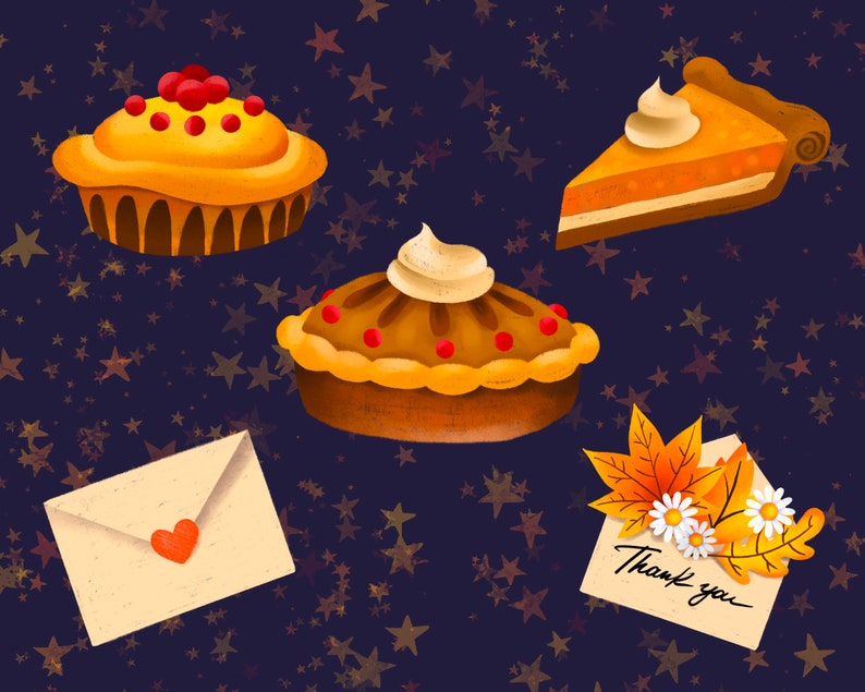 Thanksgiving Day, Clip Art Bundle, Digital Planner, Party Decor, Paper ...