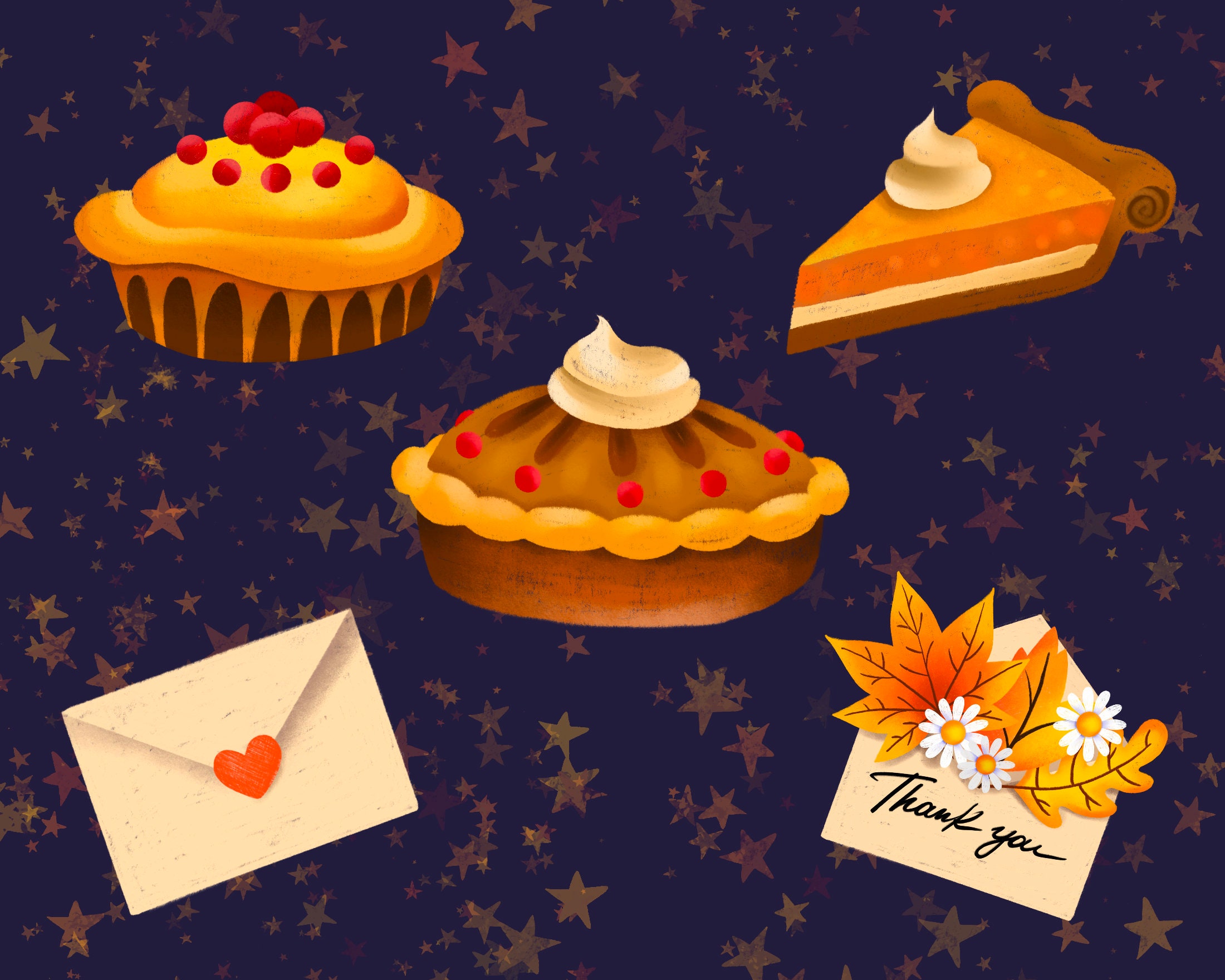 Thanksgiving Day, Clip Art Bundle, Digital Planner, Party Decor, Paper ...