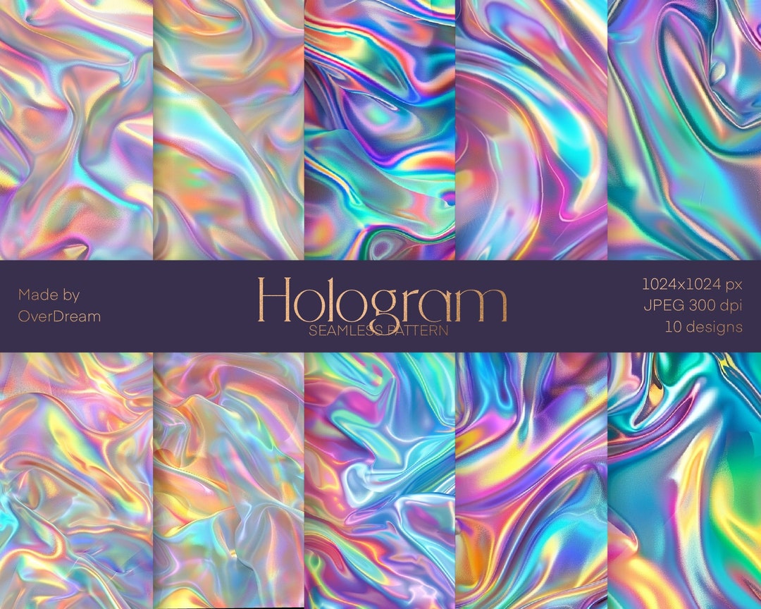 Hologram Digital Paper, Holographic Seamless Pattern, Paper Pack ...