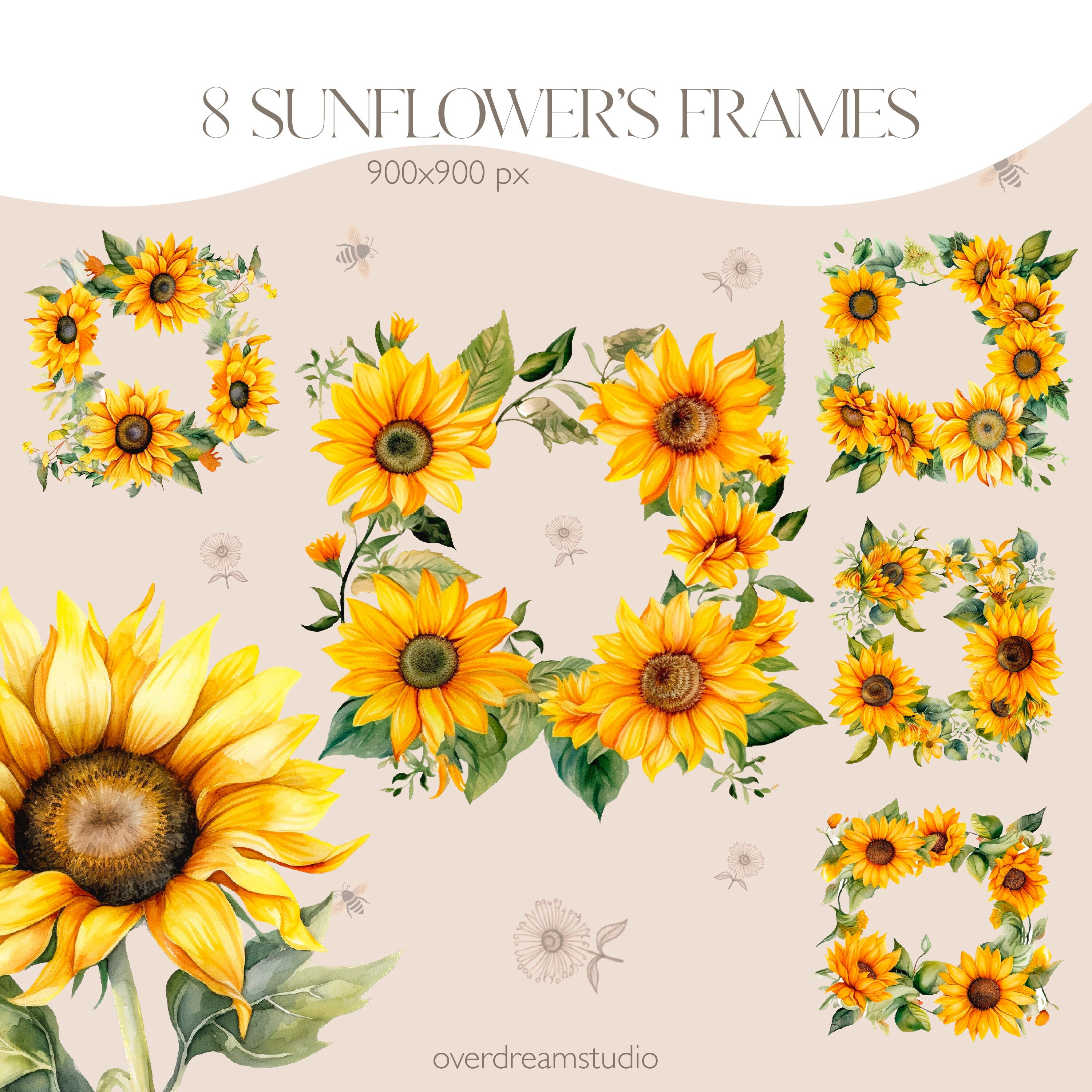 Watercolor SUNFLOWER Clip Art, Flower Decor, Sunflower Printable ...