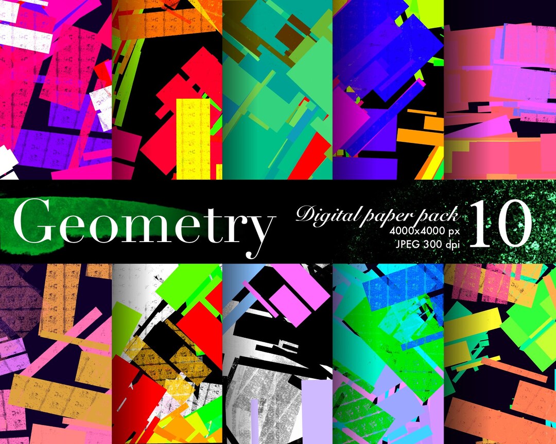 DIGITAL PAPER Bundle, Geometric Texture Pack, Scrapbooking Craft ...
