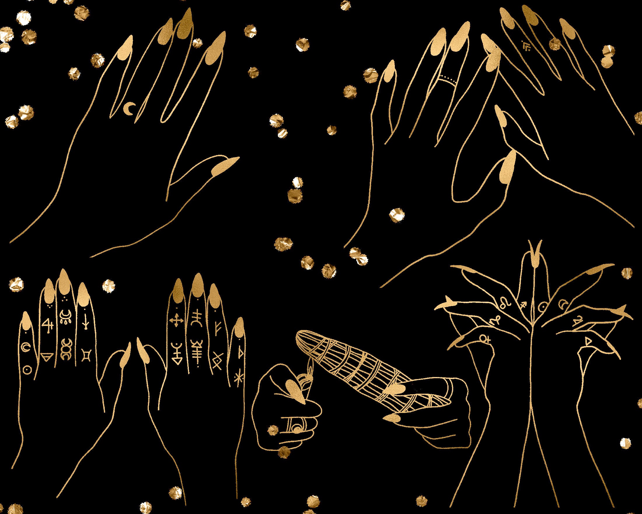 Wiccan Grimoire Digital Stickers, Witch Hands, Altar Kit Clipart ...