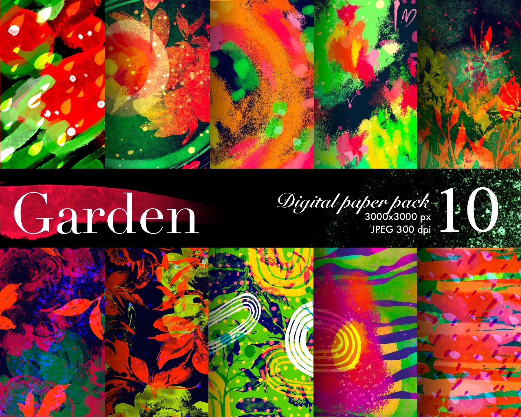 DIGITAL PAPER Bundle, Rainbow Texture Pack, Scrapbooking Craft Supplies ...