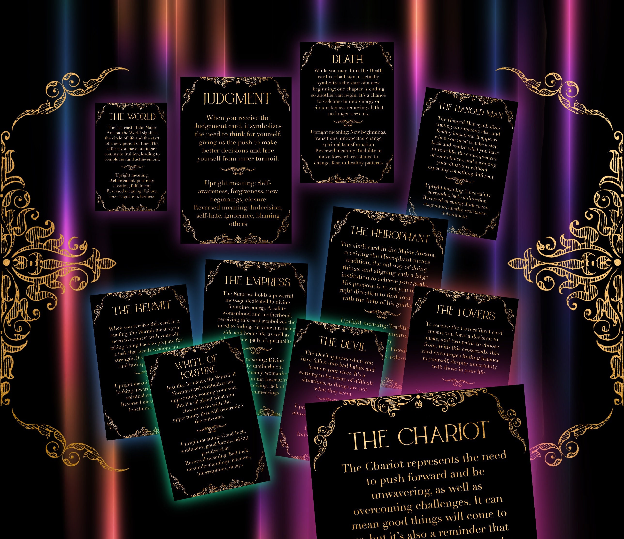 PRINTABLE TAROT, Text Tarot Design, Tarot Cards Gold and Blackedition ...