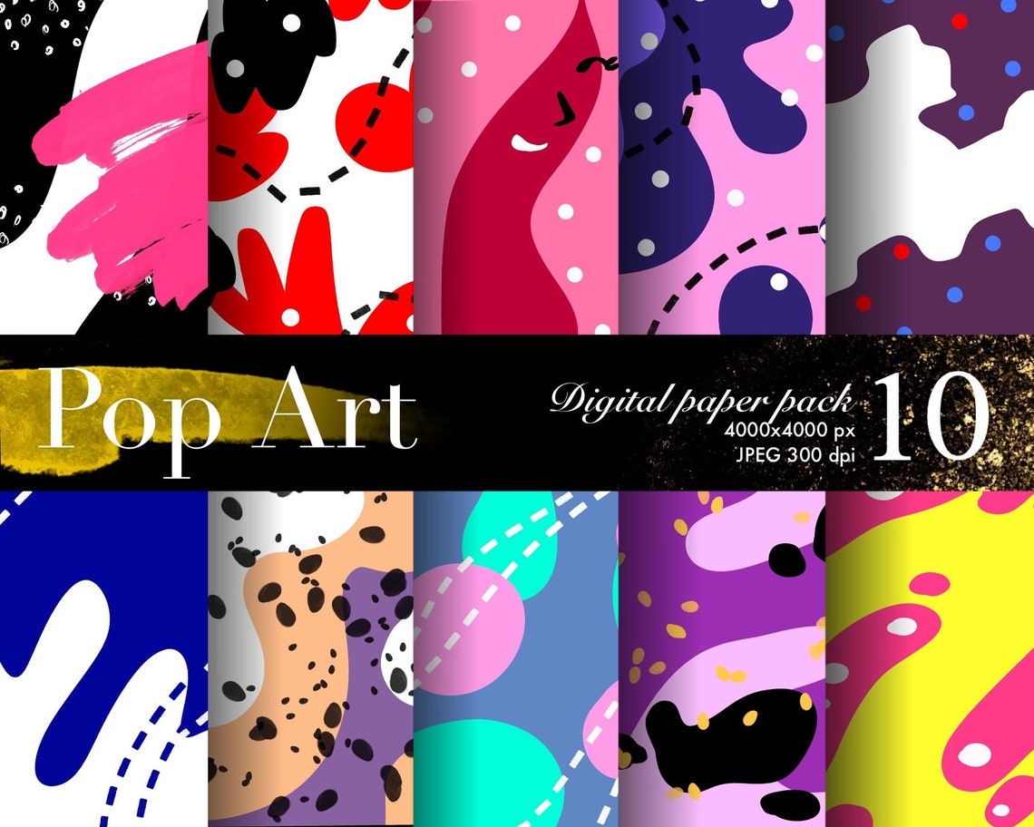 Digital Paper BUNDLE, Pop Art Texture Pack Scrapbook Paper, Goodnotes ...