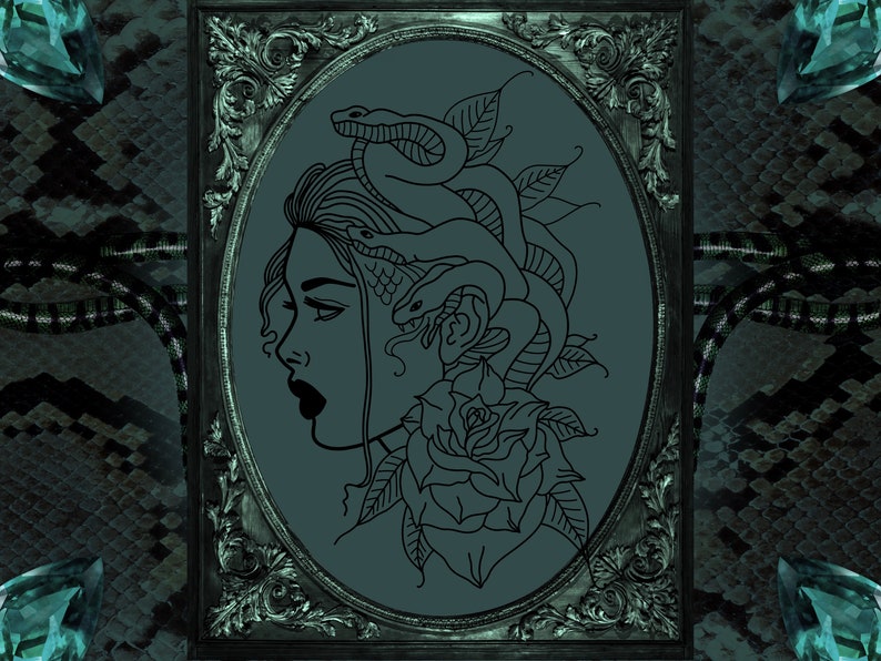 Medusa Gorgo Clipart Snake Stickers Greece Mythology Snake - Etsy