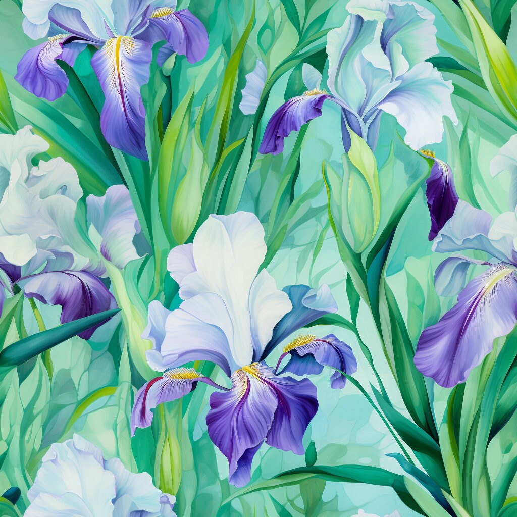 Iris, Digital Paper, Seamless Pattern, Flower Paper Pack, Iris Pattern ...