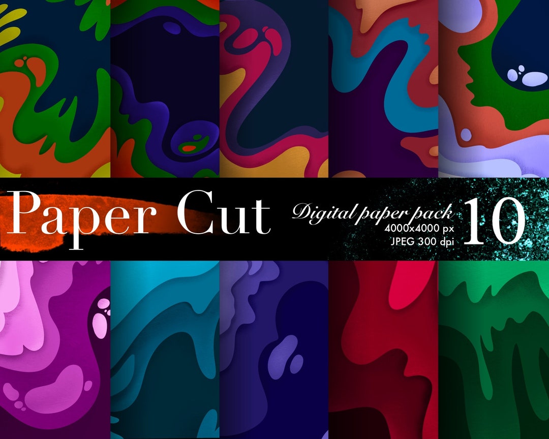 DIGITAL PAPER Bundle, Paper Cut Texture Pack, Scrapbooking Craft ...