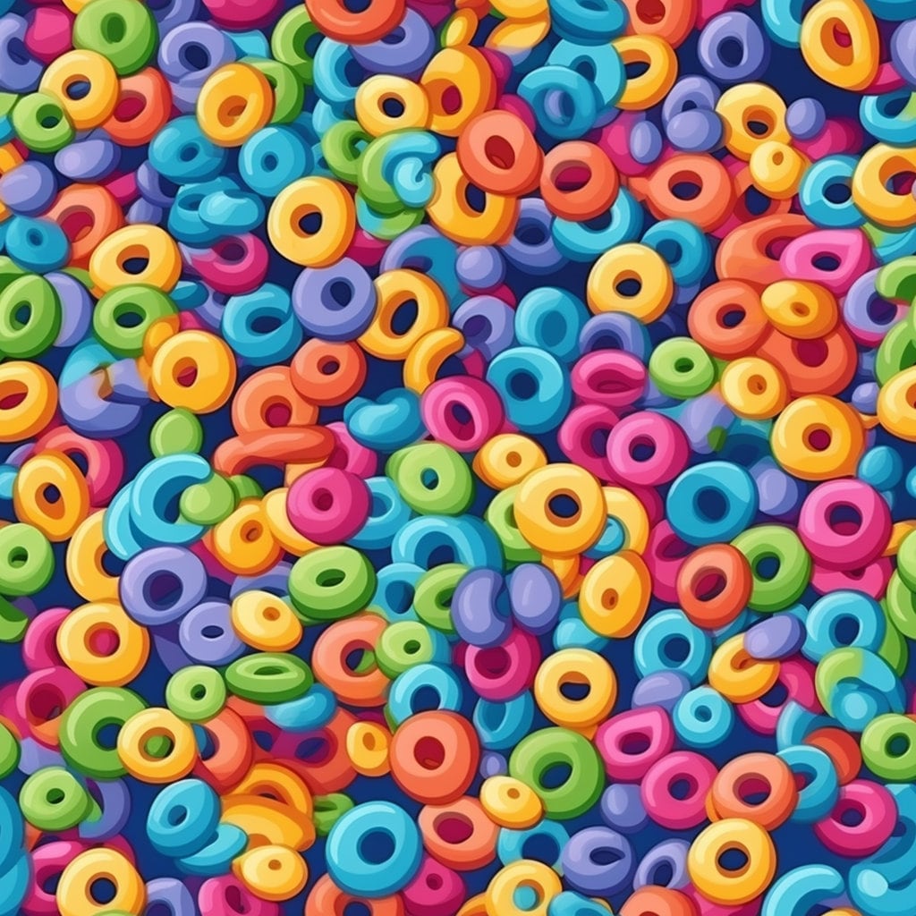 Cereals Digital Paper, Cereal Loops Seamless Pattern, Breakfast Collage ...