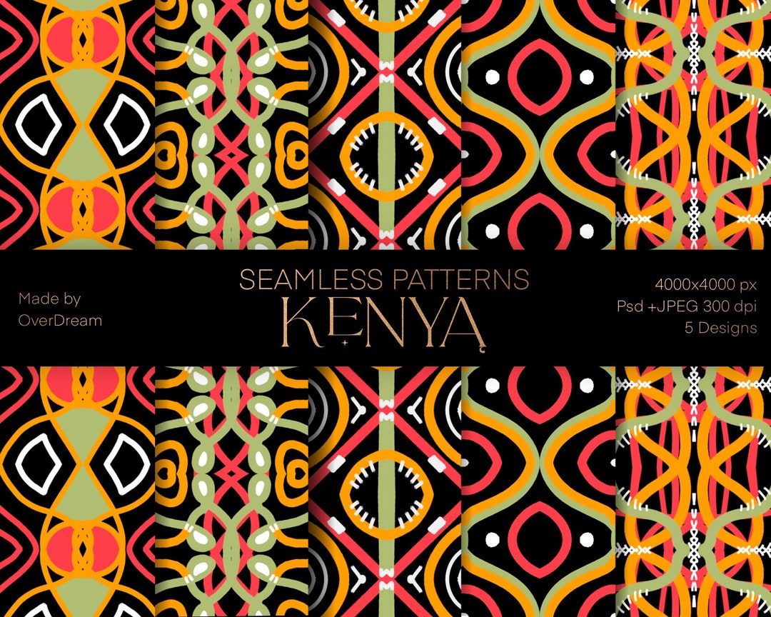 KENYA, African Motives Seamless Pattern Set, Texture Pack, Printable ...