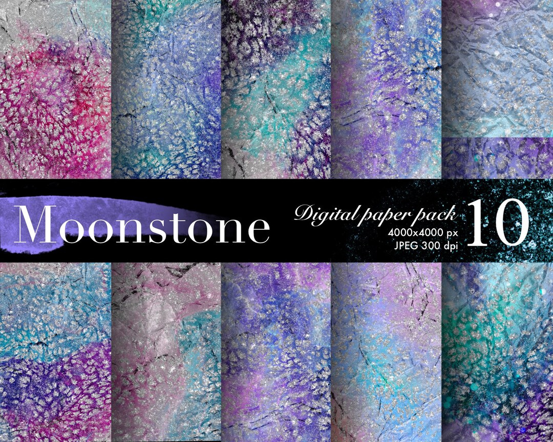 DIGITAL PAPER Bundle, Moonstone Texture Pack, Scrapbooking Craft ...
