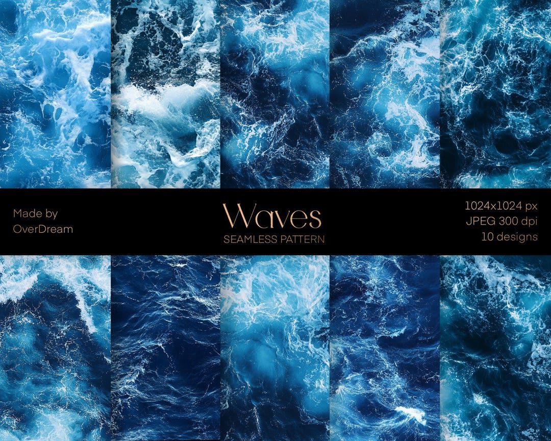 DIGITAL PAPER Bundle, Sea Waves Texture Pack, Scrapbooking Craft ...