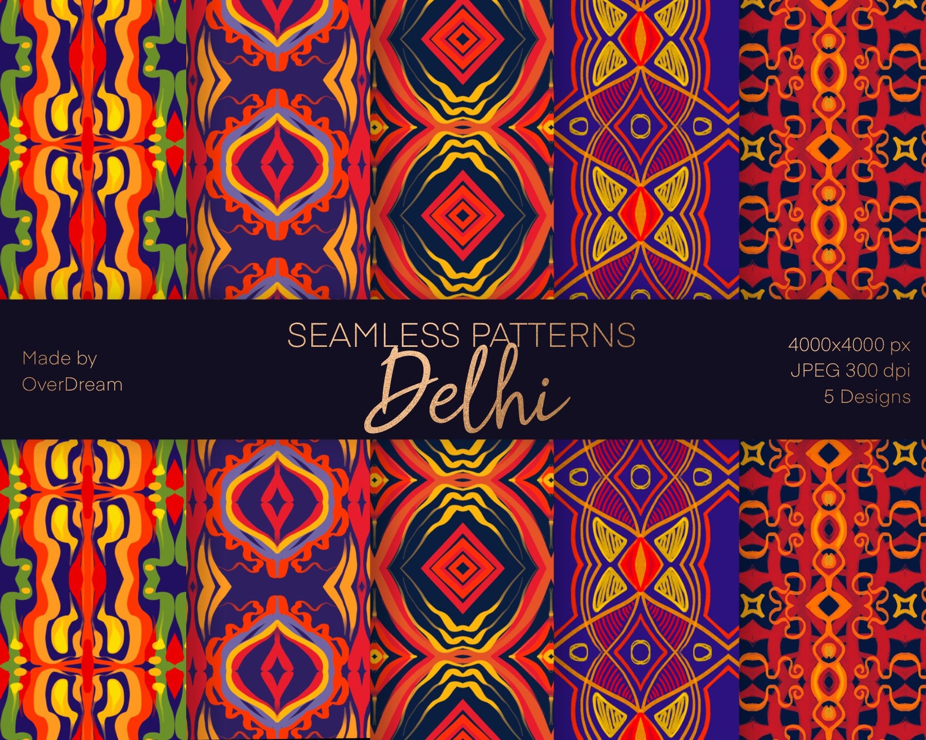 Delhi Seamless Pattern, Texture Pack, Printable Wrapping Paper, Surface ...