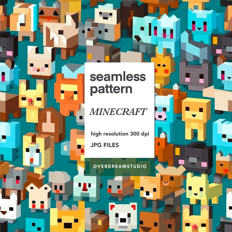 Minecraft Seamless Pattern, Kids Digital Paper, Minecraft Design ...