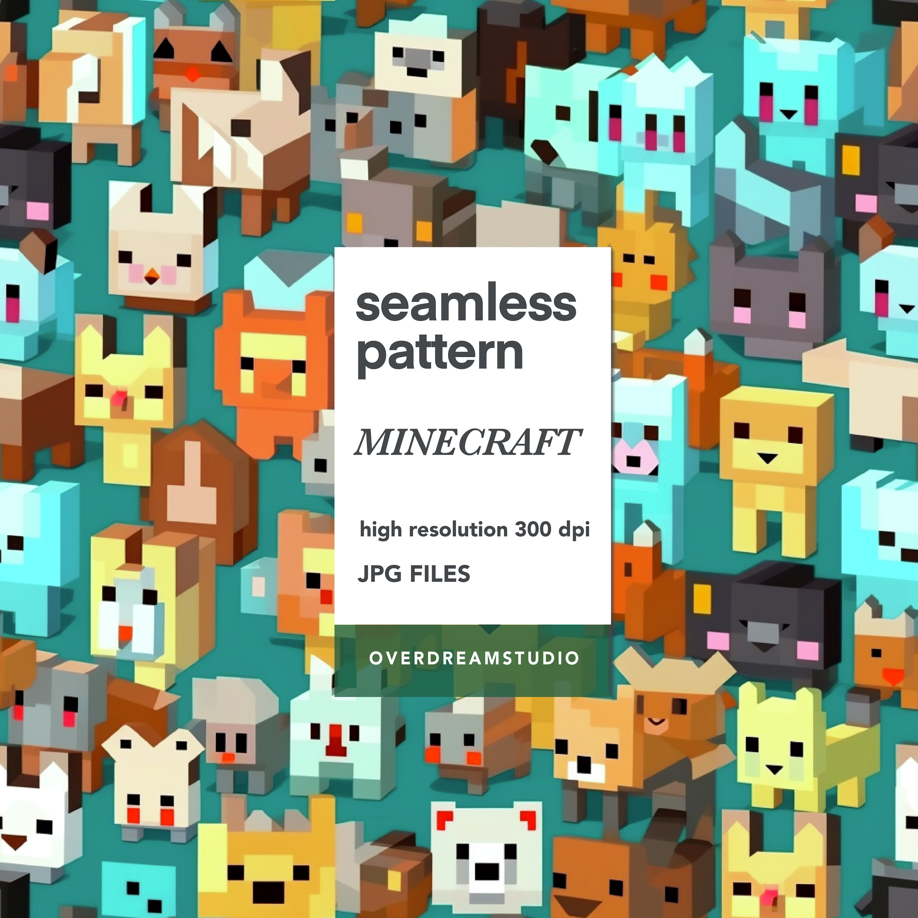 Minecraft Seamless Pattern, Kids Digital Paper, Minecraft Design ...
