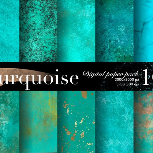 DIGITAL PAPER Bundle Turquoise Texture Pack Scrapbooking - Etsy