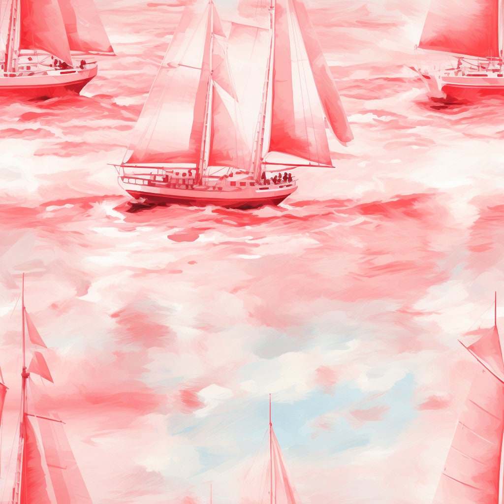 Watercolor Sailship Seamless Pattern, Sailing Ship Digital Paper, Sea ...