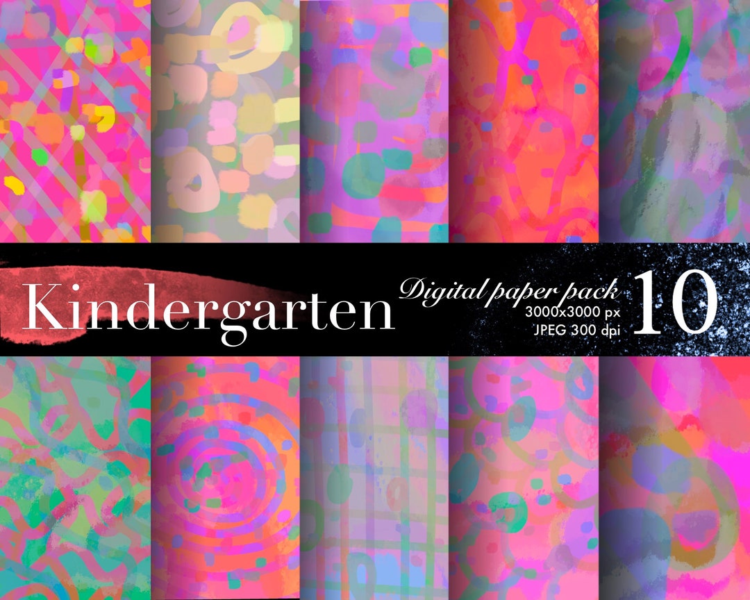DIGITAL PAPER Bundle, Kindergarten Texture Pack, Scrapbooking Craft ...