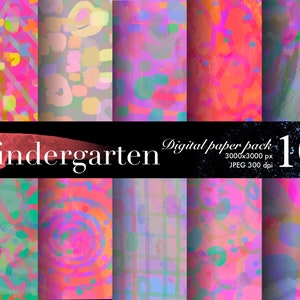 DIGITAL PAPER Bundle, Kindergarten Texture Pack, Scrapbooking Craft ...