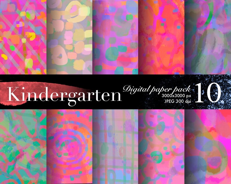 DIGITAL PAPER Bundle, Kindergarten Texture Pack, Scrapbooking Craft ...