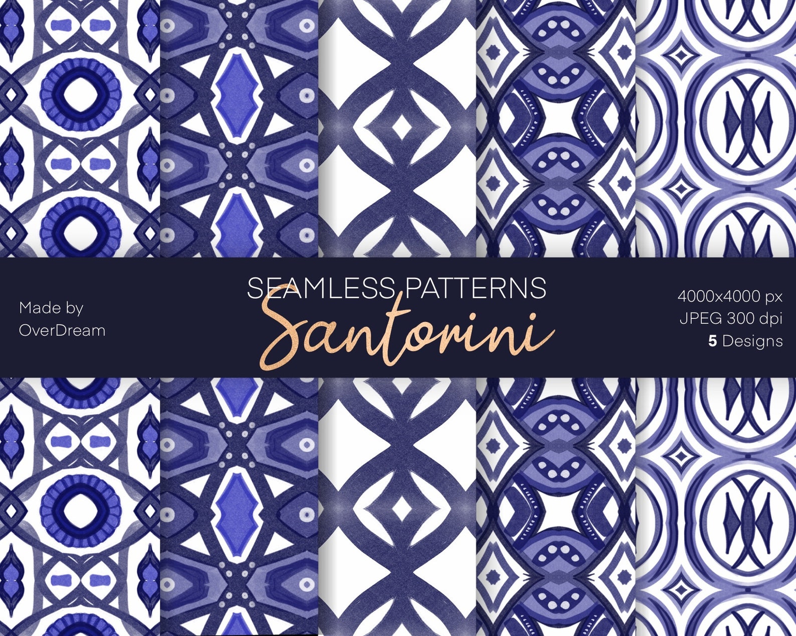 Santorini Seamless Pattern, Texture Pack, Printable Wrapping Paper ...