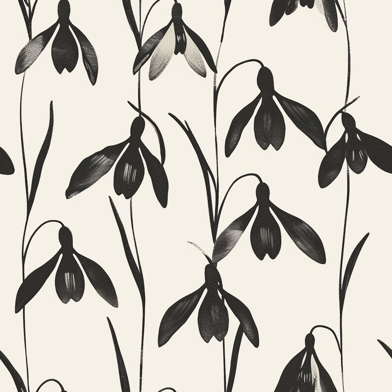Snowdrop Design, Printable File, Floral Elements Seamless Pattern ...