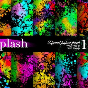 DIGITAL PAPER Bundle, Splash Texture Pack, Scrapbooking Craft Supplies ...