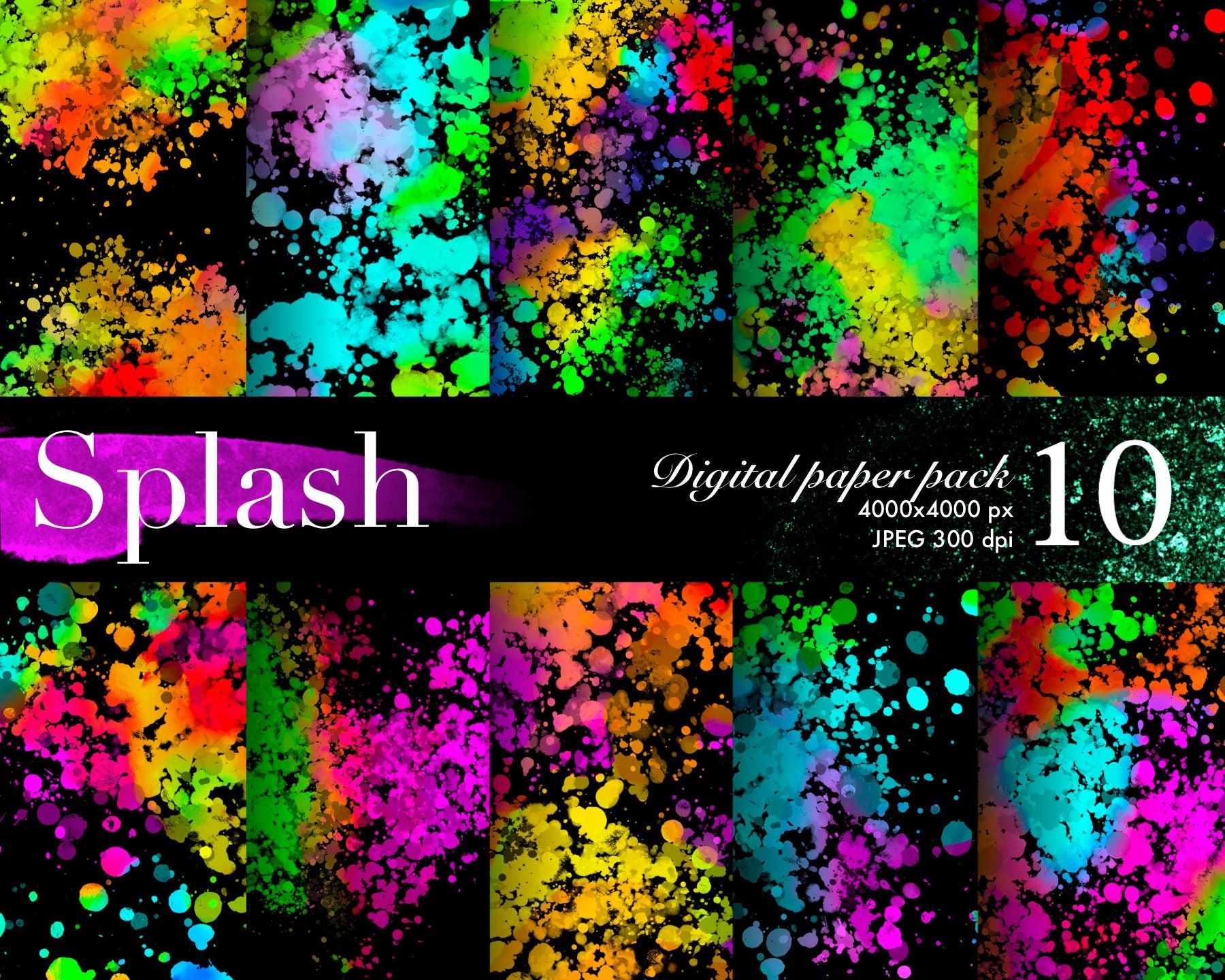 DIGITAL PAPER Bundle, Splash Texture Pack, Scrapbooking Craft Supplies ...