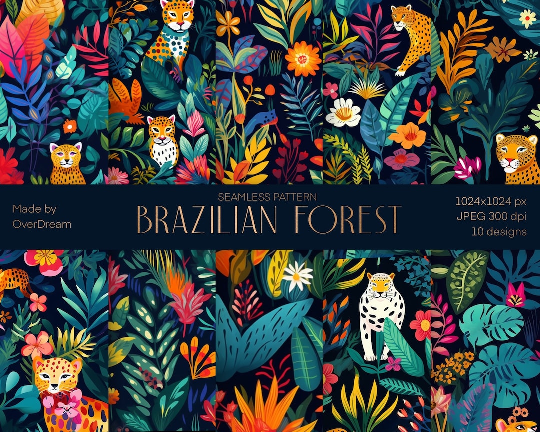 Brazilian Forest, Seamless Pattern Set, Printable Wrapping Paper ...