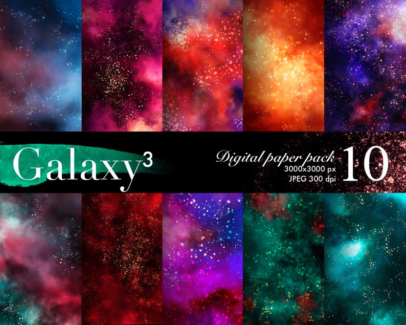 Texture BUNDLE, Galaxy Texture Pack, Space Scrapbook Paper, Purple ...