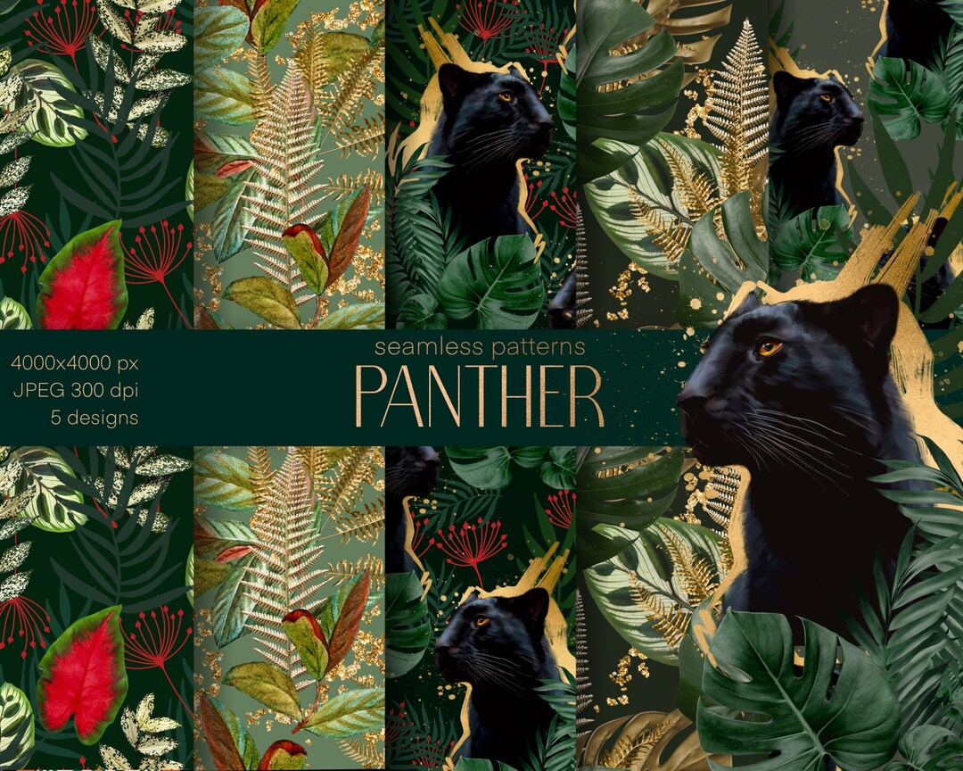 Panther Seamless Pattern, Texture Pack, Printable Wrapping Paper ...