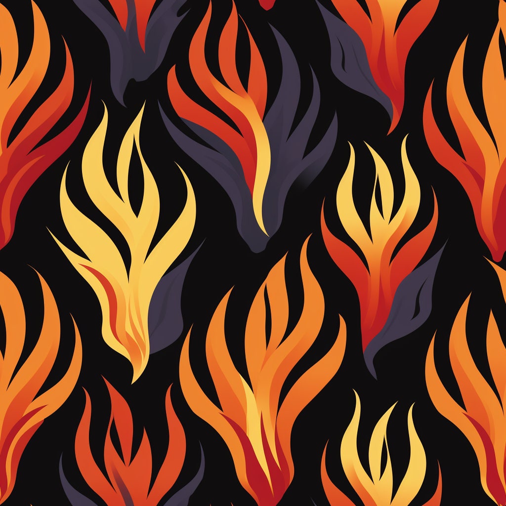 Flames Digital Paper, Fire Seamless Pattern, Colorful Paper Pack, Flame ...
