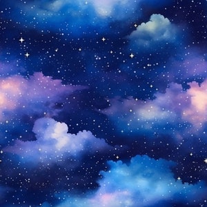 Vanilla Sky Seamless Pattern, Printable Wrapping Paper, Space Decor ...