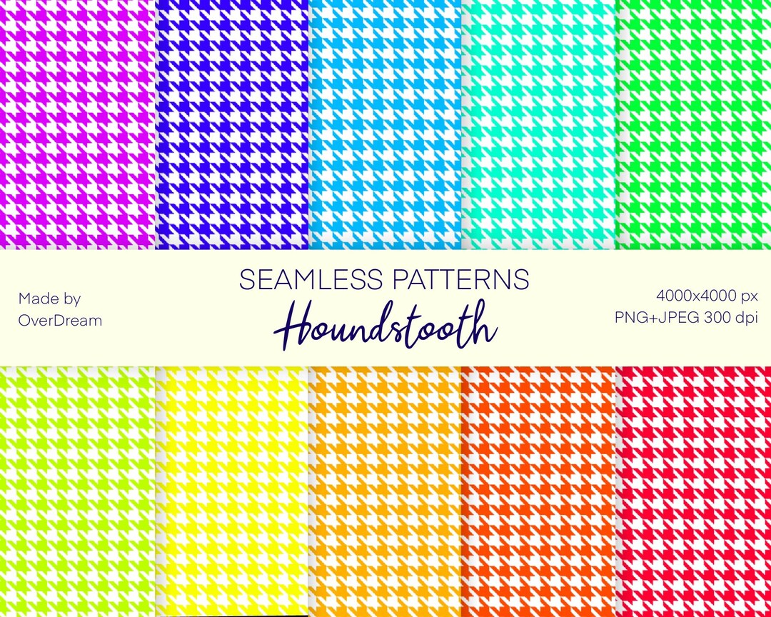 Houndstooth Digital Papers, Commercial Use Seamless White Houndstooth ...