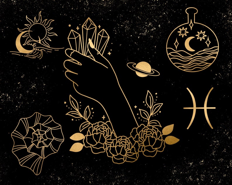 ZODIAC Clip Art, Pisces Constellation , Astrology Clip Art, Liner Draw ...