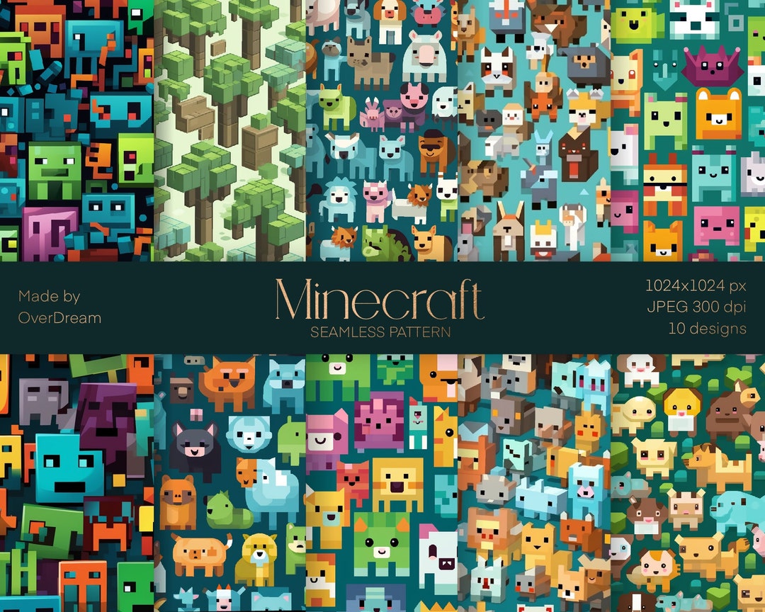 Minecraft Seamless Pattern, Kids Digital Paper, Minecraft Design ...