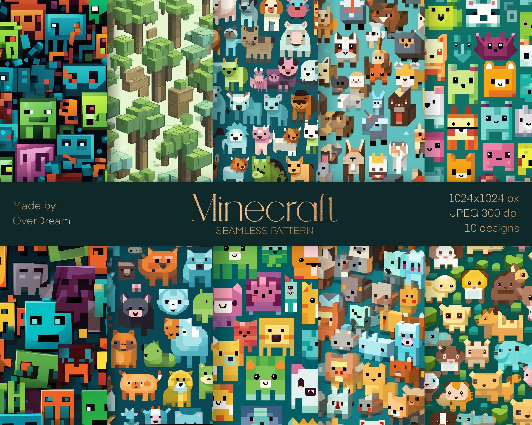 Minecraft Seamless Pattern, Kids Digital Paper, Minecraft Design ...