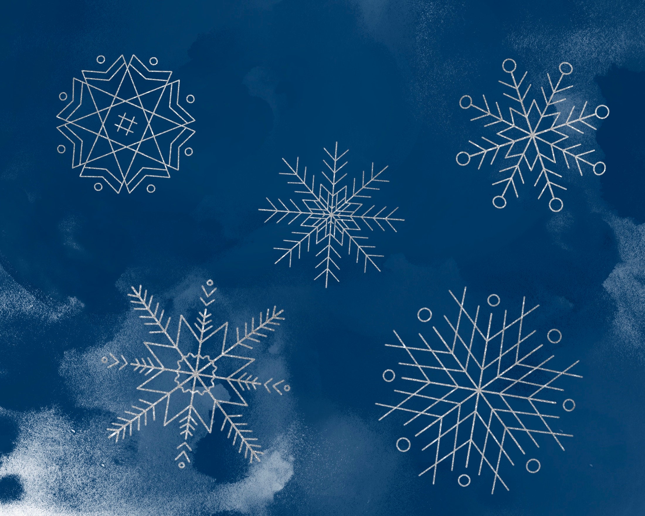 Winter Clip Art, Christmas Decor, Snowflakes Clip Art, Silver Glitter ...