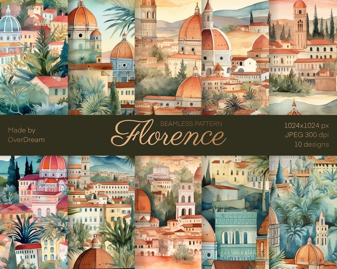 Florence Seamless Pattern Set Printable Wrapping Paper - Etsy