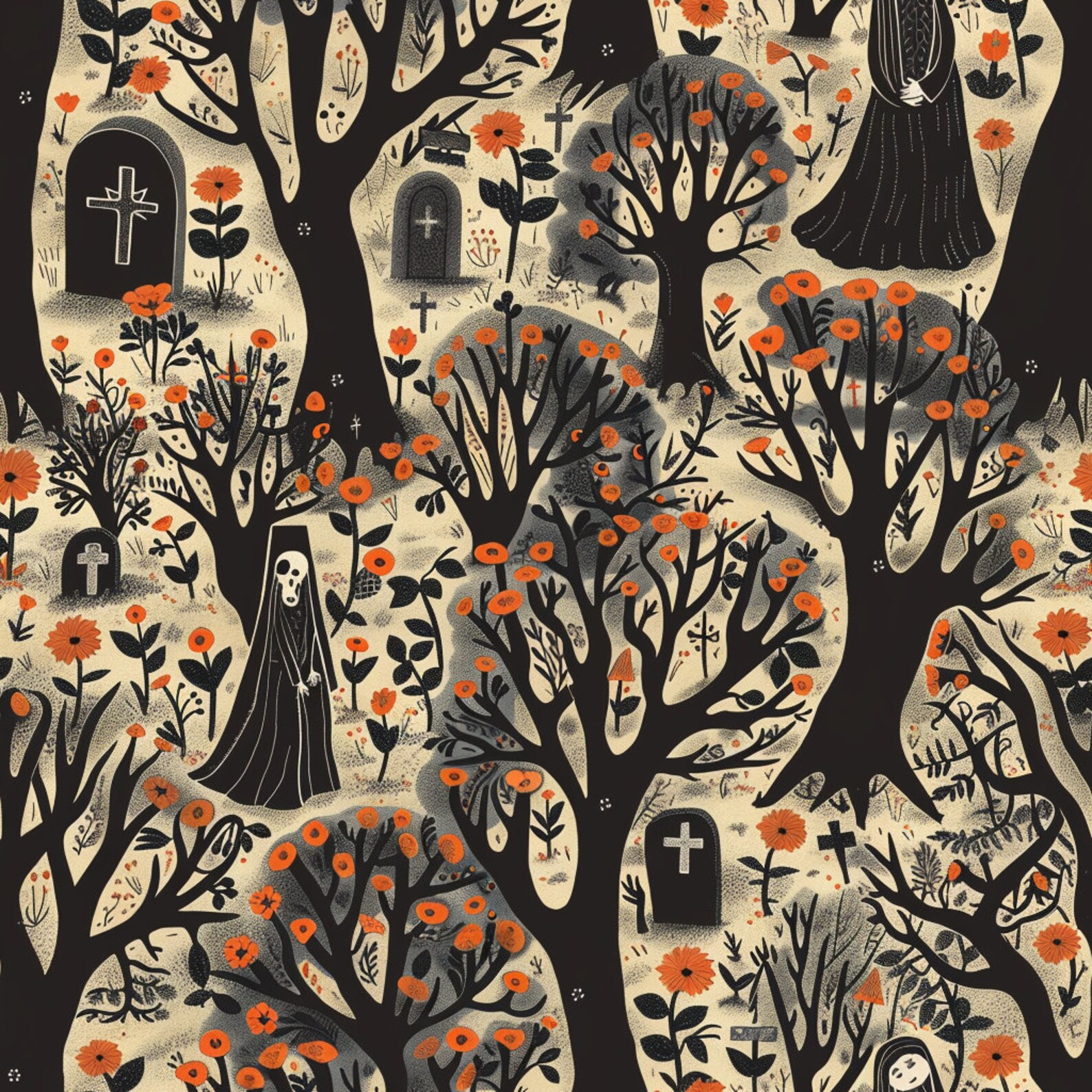 Happy Widow Seamless Pattern Pack, Scrapbooking Craft Supplies, Gothic ...