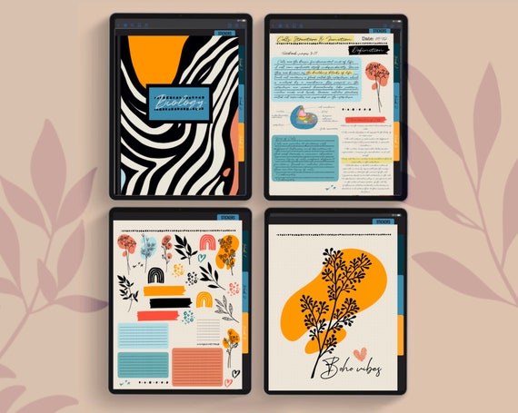 Paper Boho Digital Notebook Goodnotes Stickers Student Hyperlinked ...